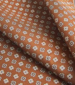Canali Silk Tile Print Pocket Square - Brown