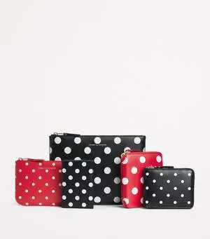 Comme Des Garçons Leather Polka-dot Zipped Wallet - Red