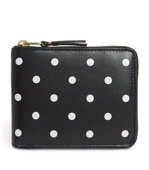 Comme Des Garçons Leather Polka-dot Zipped Wallet - Black