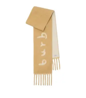 Burberry Alpaca-blend Reversible Logo Scarf - Beige