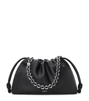 Loewe Large Leather Flamenco Shoulder Bag - Black