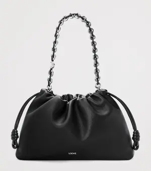 Loewe Large Leather Flamenco Shoulder Bag - Black