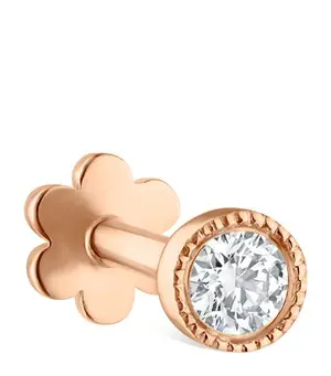 MARIA TASH Scalloped Set Diamond Threaded Stud Earring