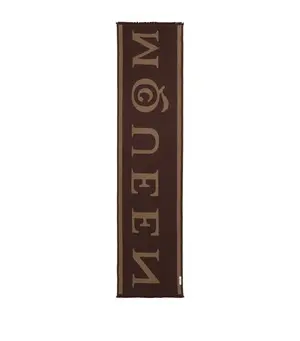 Alexander McQueen Wool Reversible Logo Scarf - Nude
