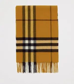 Burberry Cashmere Check Scarf - Yellow