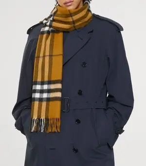 Burberry Cashmere Check Scarf - Yellow
