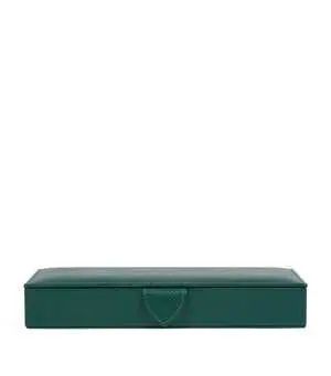 Smythson Leather Panama Cufflink Box - Green