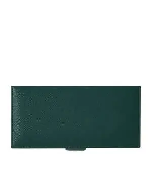 Smythson Leather Panama Cufflink Box - Green