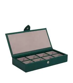 Smythson Leather Panama Cufflink Box - Green