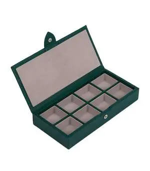 Smythson Leather Panama Cufflink Box - Green