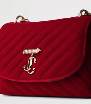 JIMMY CHOO Small Curve Velvet Cross-body Bag - Red
