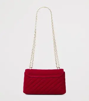 JIMMY CHOO Small Curve Velvet Cross-body Bag - Red