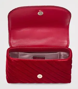 JIMMY CHOO Small Curve Velvet Cross-body Bag - Red