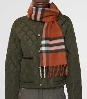 Burberry Cashmere Check Scarf - Orange