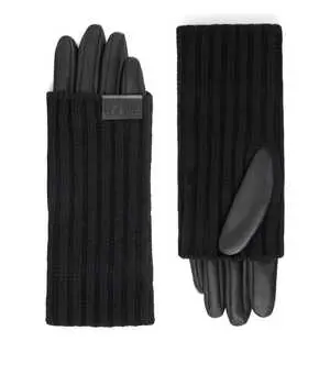 Loewe Cashmere And Leather Gloves - Black