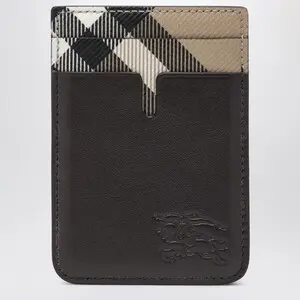 Burberry Pop Magnetic Card Holder With Check Pattern - Beige