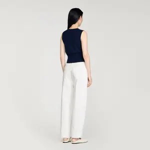 Sandro Cropped Striped Wool-cashmere Blend Sweater