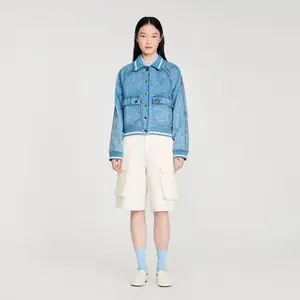 Sandro Rib-trimmed Denim Trucker Jacket - Blue Jean