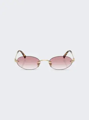 Miu Miu Oval Rimless Sunglasses - Gold