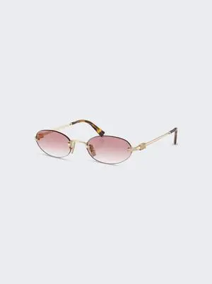 Miu Miu Rimless Oval Sunglasses - Gold