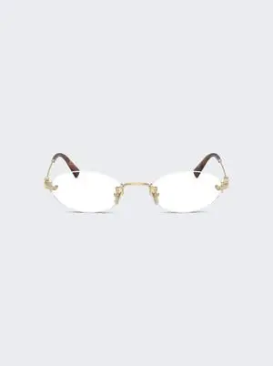 Miu Miu Rimless Oval Eyeglasses - Gold