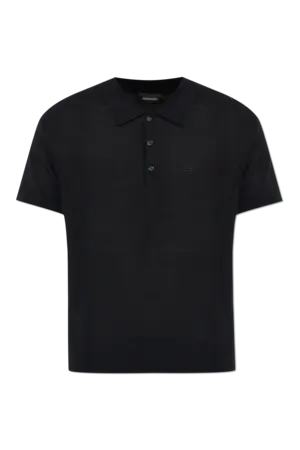 Dsquared2 Wool Polo With Embroidered Logo - Black
