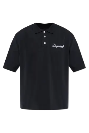 Dsquared2 Polo With Embroidered Logo - Black
