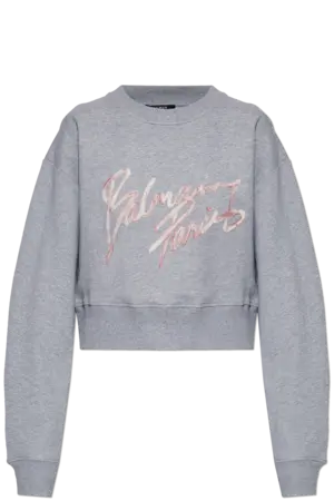 Balmain Short Loose-fit Sweatshirt - Grey