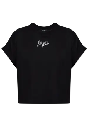 Balmain Top With Printed Logo - Black