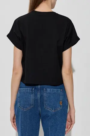 Balmain Top With Printed Logo - Black