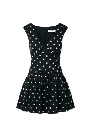 SELF-PORTRAIT Short Polka Dot Dress - Black