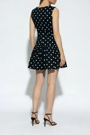 SELF-PORTRAIT Short Polka Dot Dress - Black