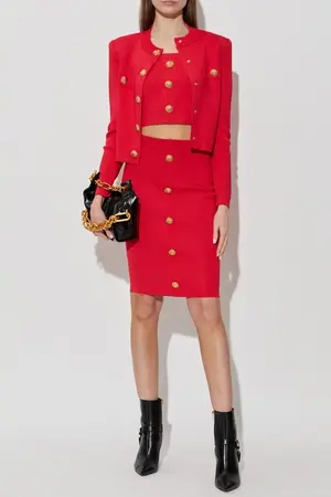 Balmain Short Off-shoulder Top - Red
