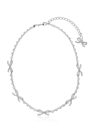 SELF-PORTRAIT Necklace With Shimmering Crystals - Silver