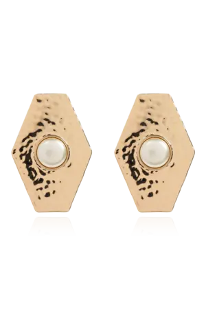 SELF-PORTRAIT Brass Earrings With Glass Pearl - Gold