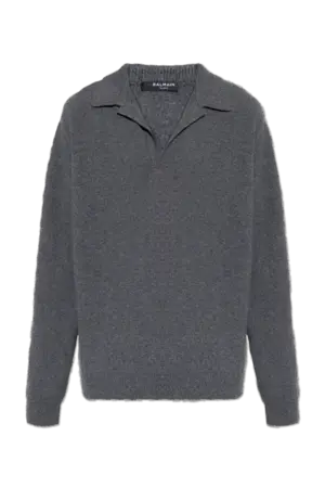 Balmain Sweater With A Heart Neckline - Grey