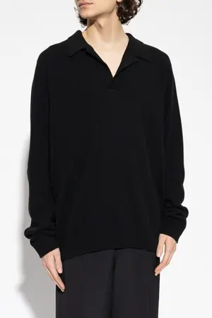 Balmain V-neck Ribbed Knit Sweater - Black