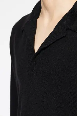 Balmain V-neck Ribbed Knit Sweater - Black