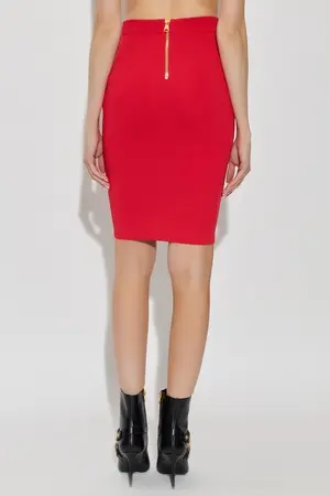 Balmain Pencil Skirt With Decorative Buttons - Red