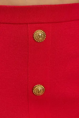 Balmain Pencil Skirt With Decorative Buttons - Red