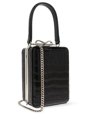 SELF-PORTRAIT Leather Box Clutch - Black