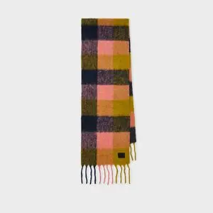 Paul Smith Merino Wool Check Scarf - Orange