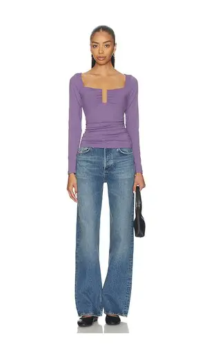 Susana Monaco Square Wire Long Sleeve Top