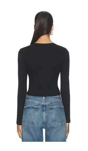 PERFECTWHITETEE Sienna Luxe Rib Cropped Long Sleeve