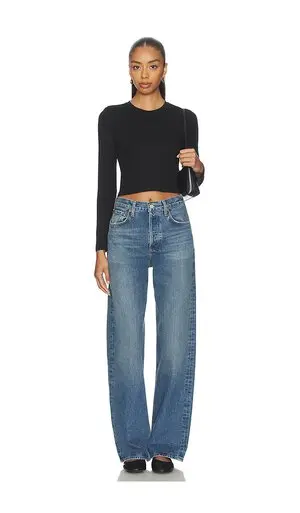 PERFECTWHITETEE Sienna Luxe Rib Cropped Long Sleeve