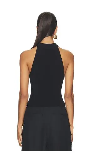 Simkhai Renlen Halter Top With Gold-tone Ring Hardware - Black