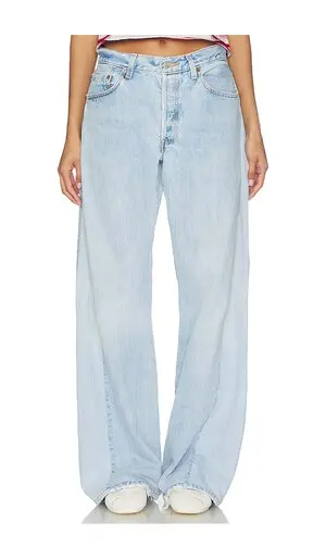 ALIGRACE Retro Oversized Wide Leg Jeans - Blue