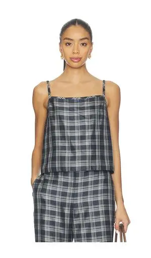 Theory Bind Strap Plaid Top