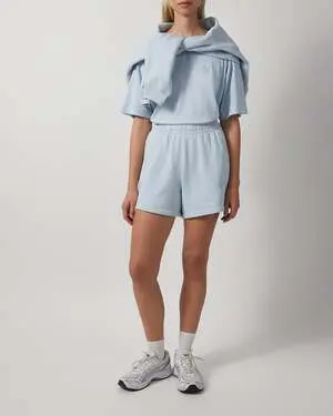 ANINE BING Kam Short Framed Monogram Shorts - Light Blue