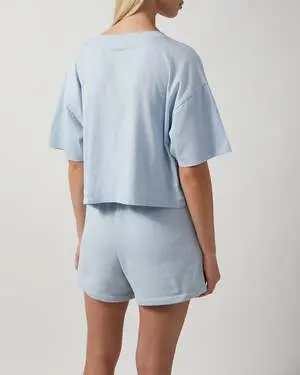 ANINE BING Kam Short Framed Monogram Shorts - Light Blue